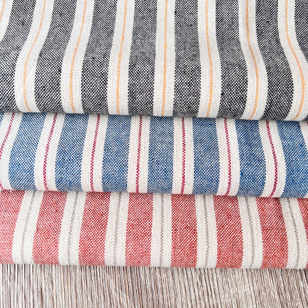 SUPREME Extra Wide Stripe Cotton Fabric, Linen Look, Double Width 275cm ...