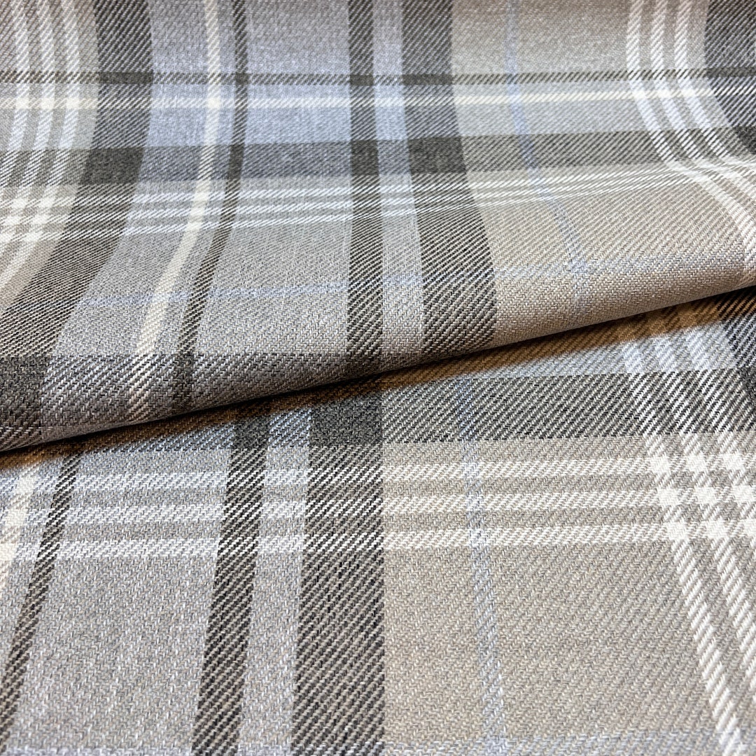 1453. Traditional Grey Check Upholstery Fabric. Price per 1/2 Metre ...