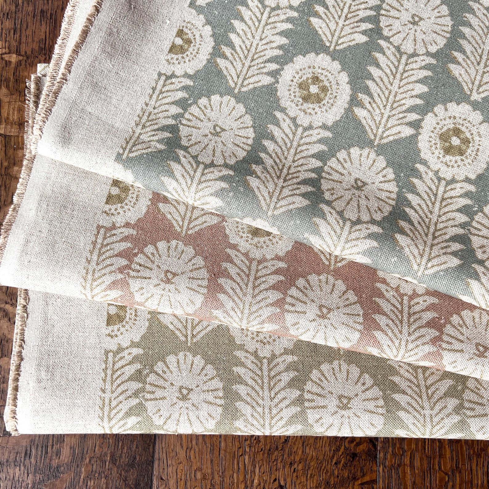 FLORA Block Print Linen Look, 100% Cotton Fabric, Price per 1/2m - Etsy ...