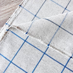 1513. BLUE CHECK Linen Fabric, 140cm Wide, Price per 1/2 Metre - Etsy