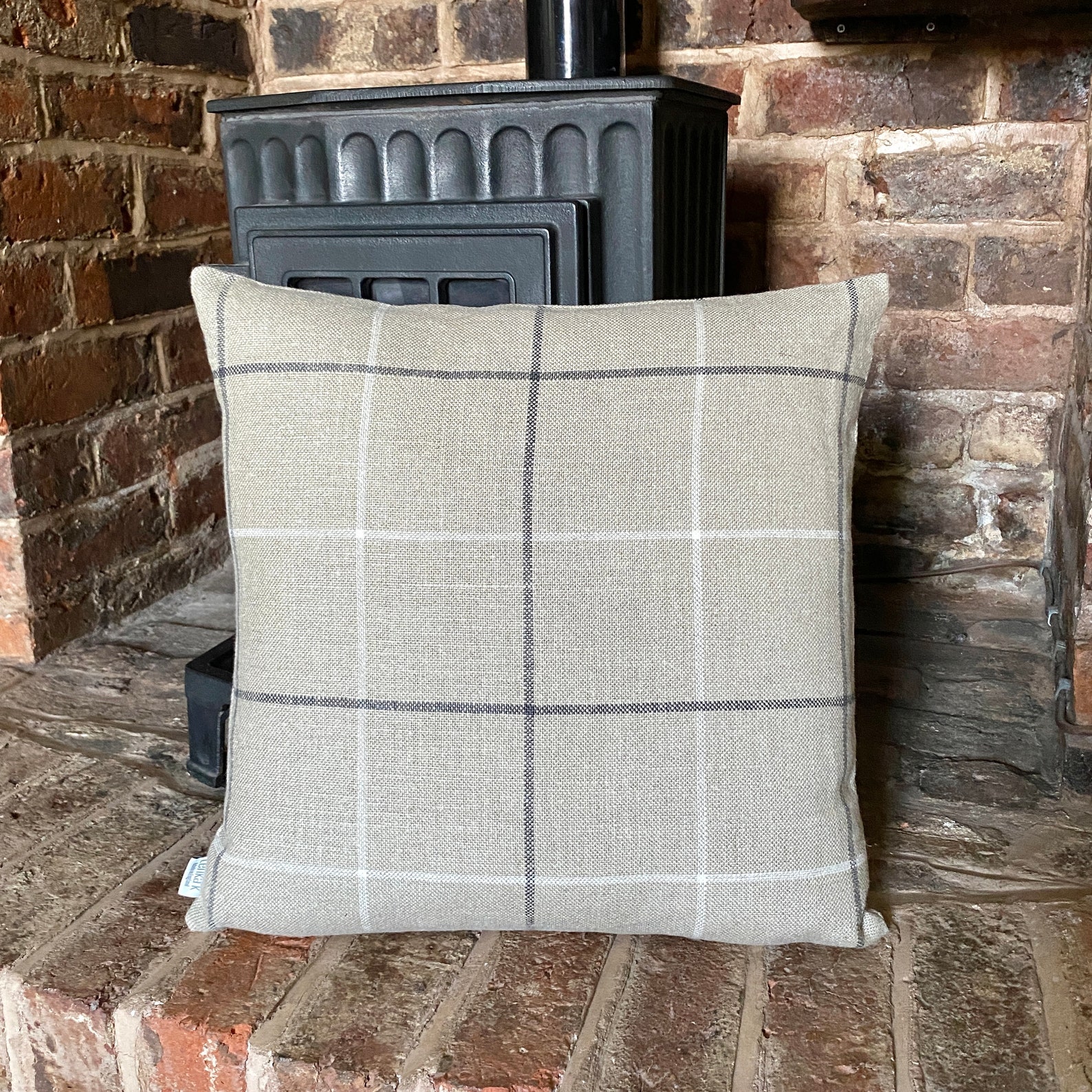 1096. Handmade Grey Check 100% Linen Cushion Cover, 12x12" - Etsy UK
