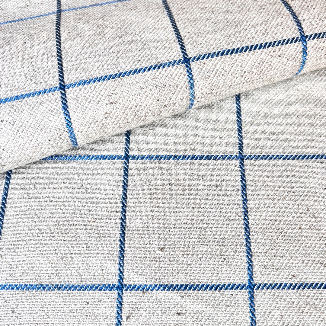 1513. BLUE CHECK Linen Fabric, 140cm Wide, Price per 1/2 Metre - Etsy