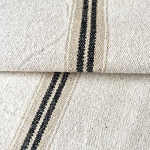 Thick FRENCH Linen Look Stripe Fabric. 145 Cm Wide, Price per 1/2 Metre ...