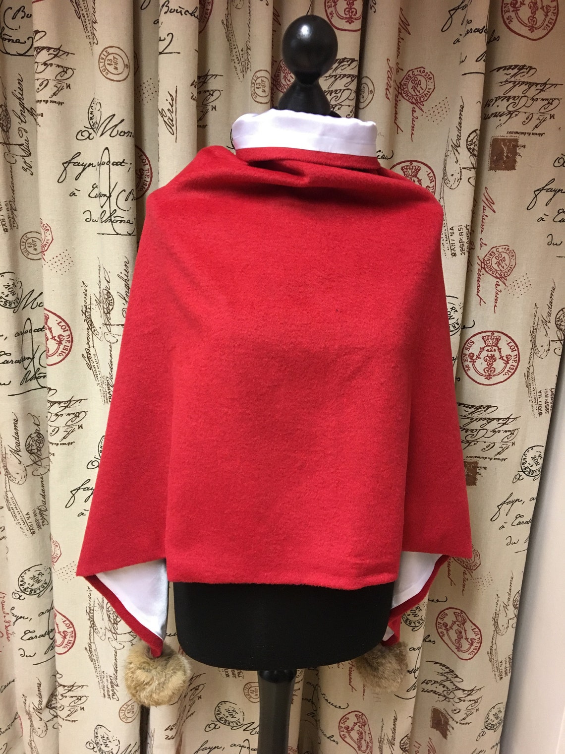 Handmade Lady's Red Tweed Cape Poncho | Etsy