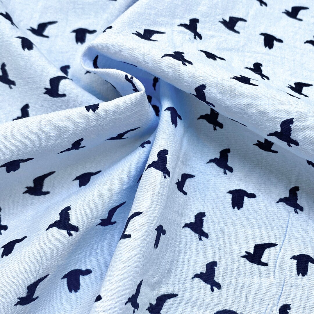 1167. Birds on Sky Blue, 100% Cotton Fabric Price per 1/2 Metre, 140cm ...
