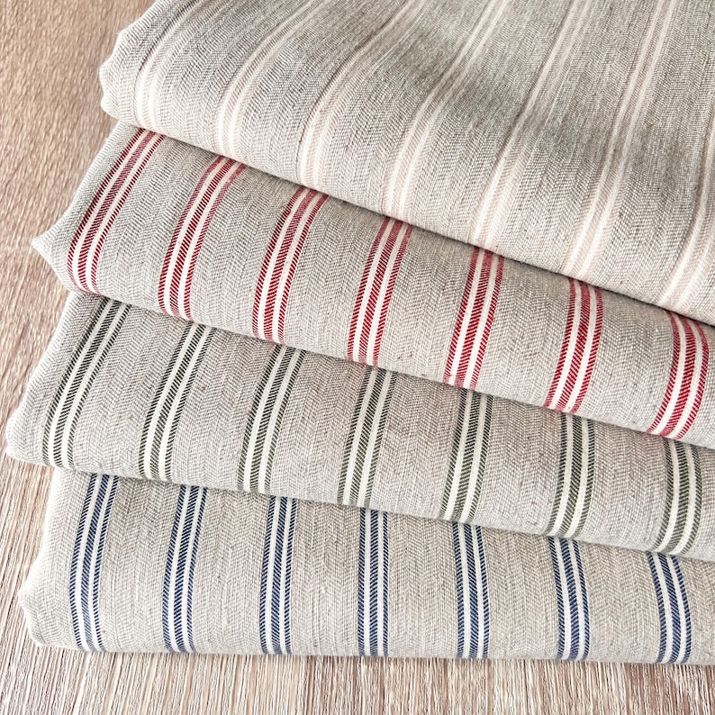 Ticking Stripe LINEN Blend Fabric. 148cm Wide, Price per 1/2 Metre - Etsy