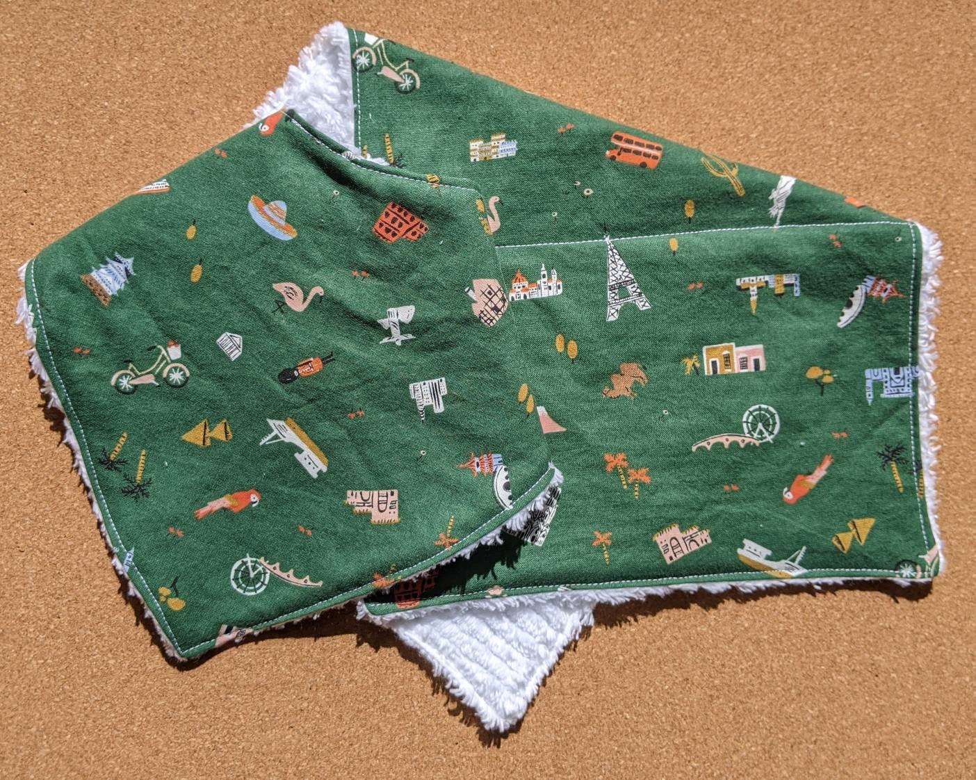 Rifle Paper and Co. Amalfi Explorer Green Bib and Burp Cloth - Etsy