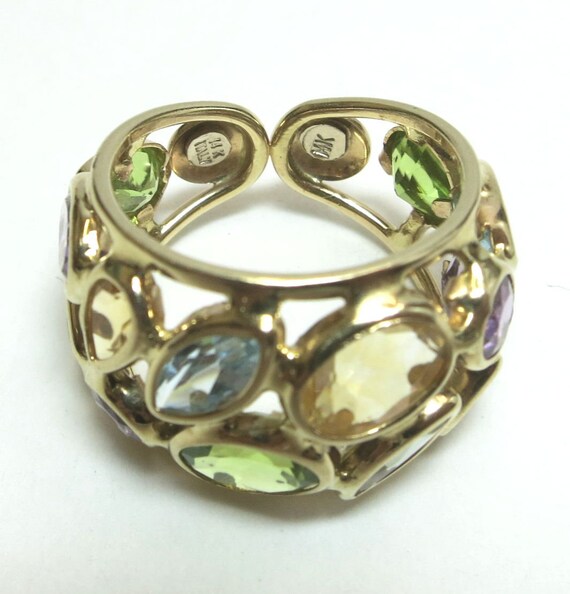 multi - gem gold ring 14k size 7 | gold ring with gem… - Gem