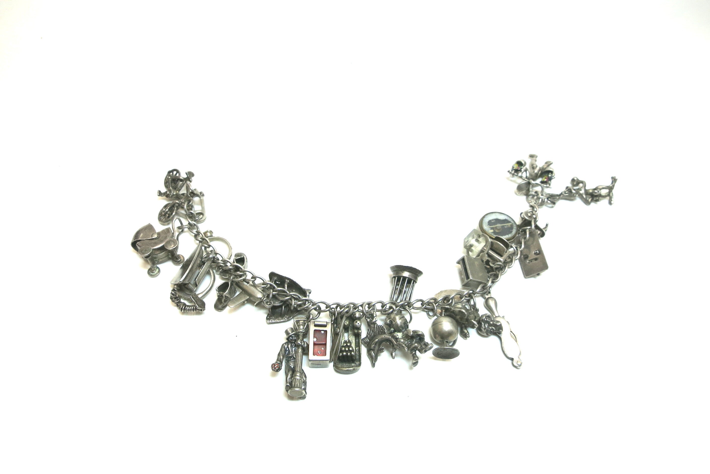 Antique Sterling Charm Bracelet 30 Charms Charm Charm - Etsy Ireland