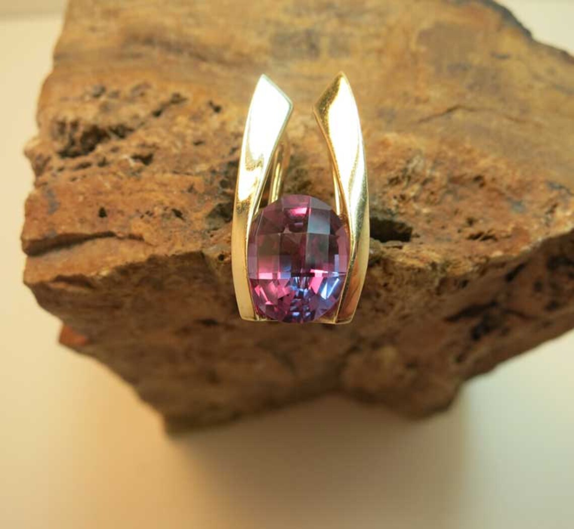 Amethyst Rose Cut Pendant 14k Yellow Gold Rose Cut Amethyst - Etsy