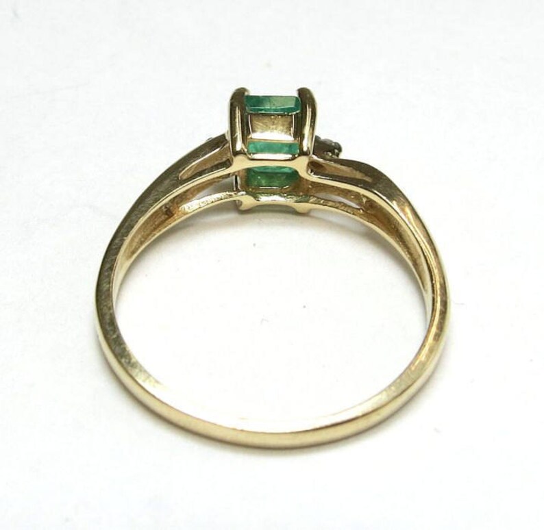 Columbian Emerald Engagement Ring Emerald Cut In 14k Yellow Gold Etsy