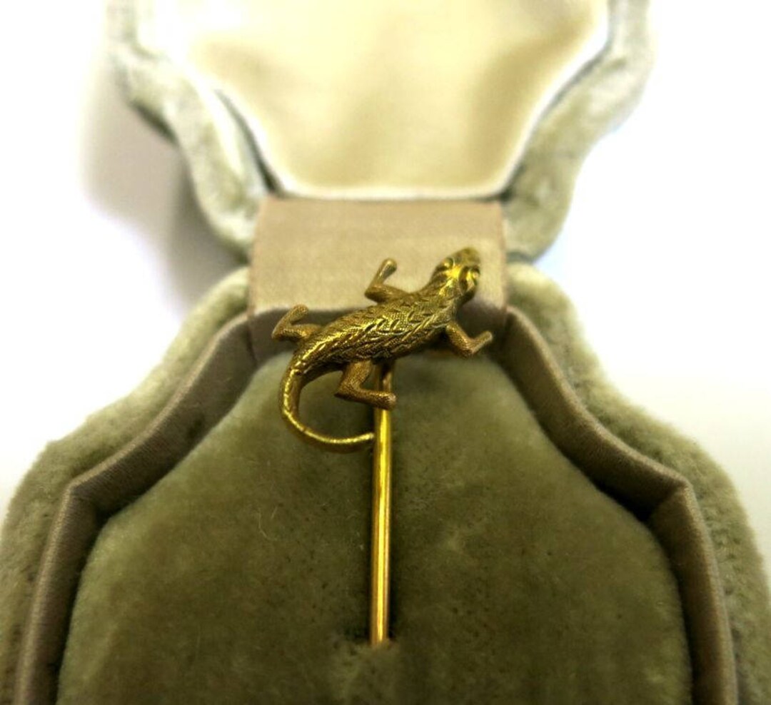Stick Pin Stick Pin Gold Gecko Antique Gecko Gold Stick Pin - Etsy