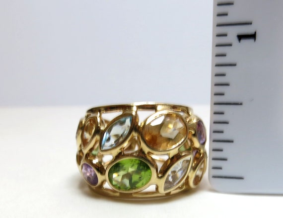 multi - gem gold ring 14k size 7 | gold ring with gem… - Gem