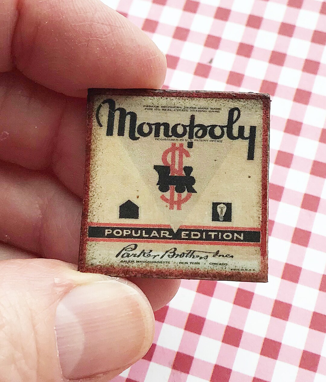 Dollhouse Miniature Monopoly Sign 1:12 Toys and Game Board VINTAGE Red ...