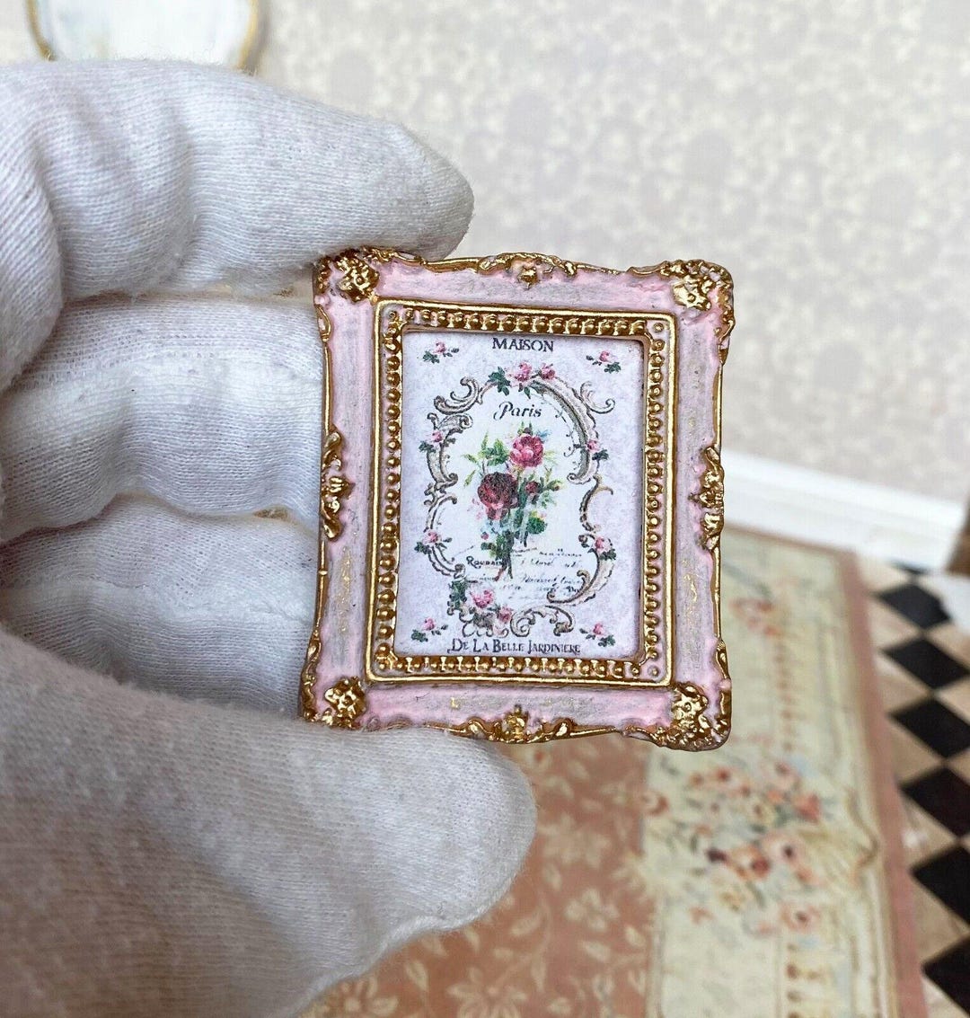 Dollhouse Miniature MUSEUM QUALITY Framed French VIOLETS Antique ...