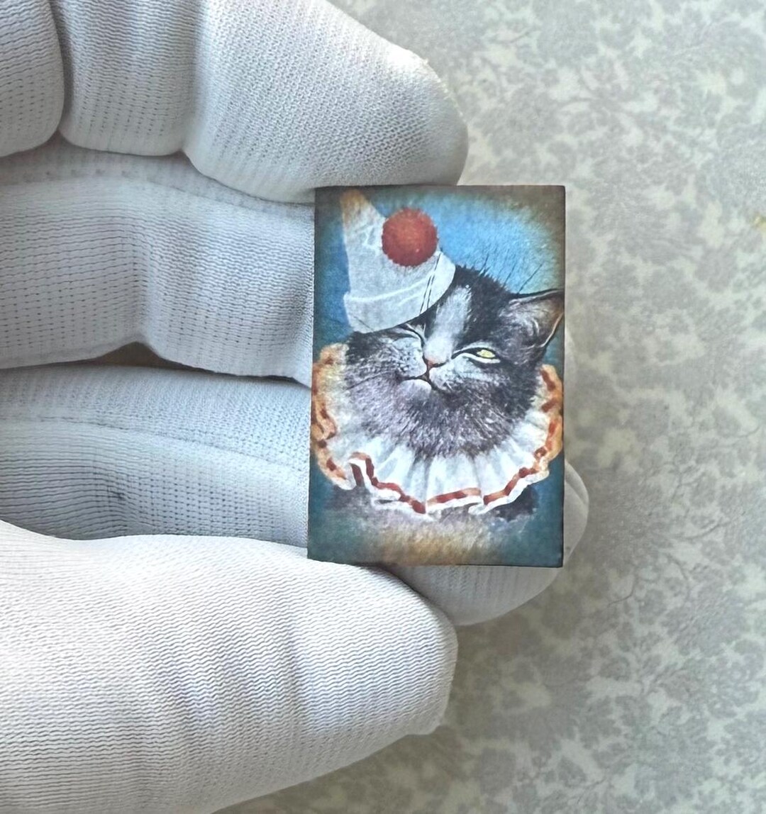 Dollhouse Miniature CIRCUS PIERROT Cat Sign Winking Red White & Blue ...