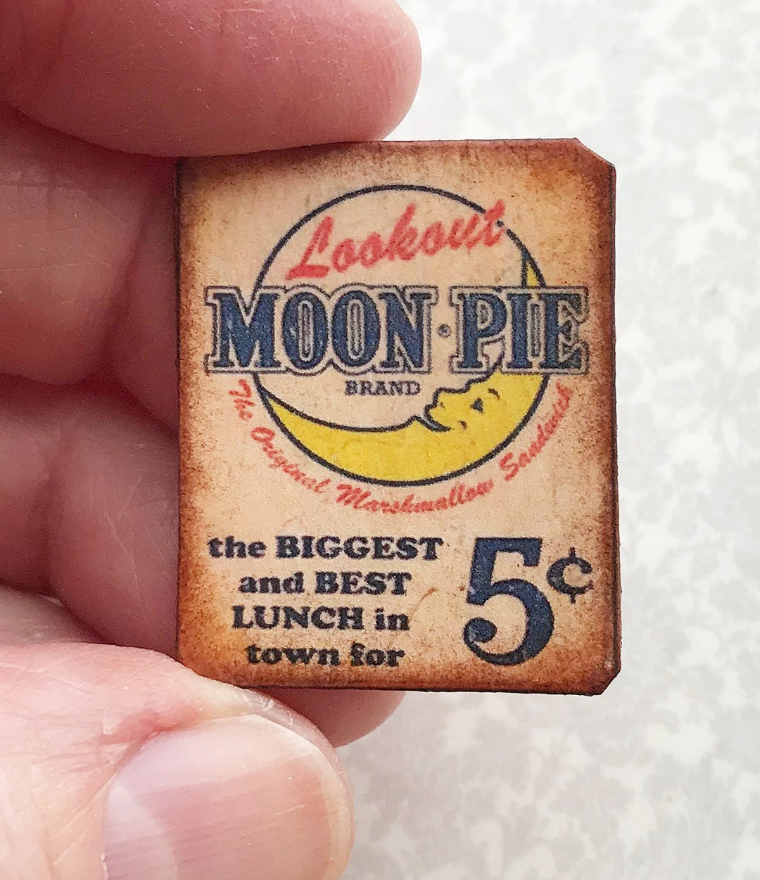 Dollhouse Miniature MOON PIE Sign Vintage Advertisement "best Lunch in ...