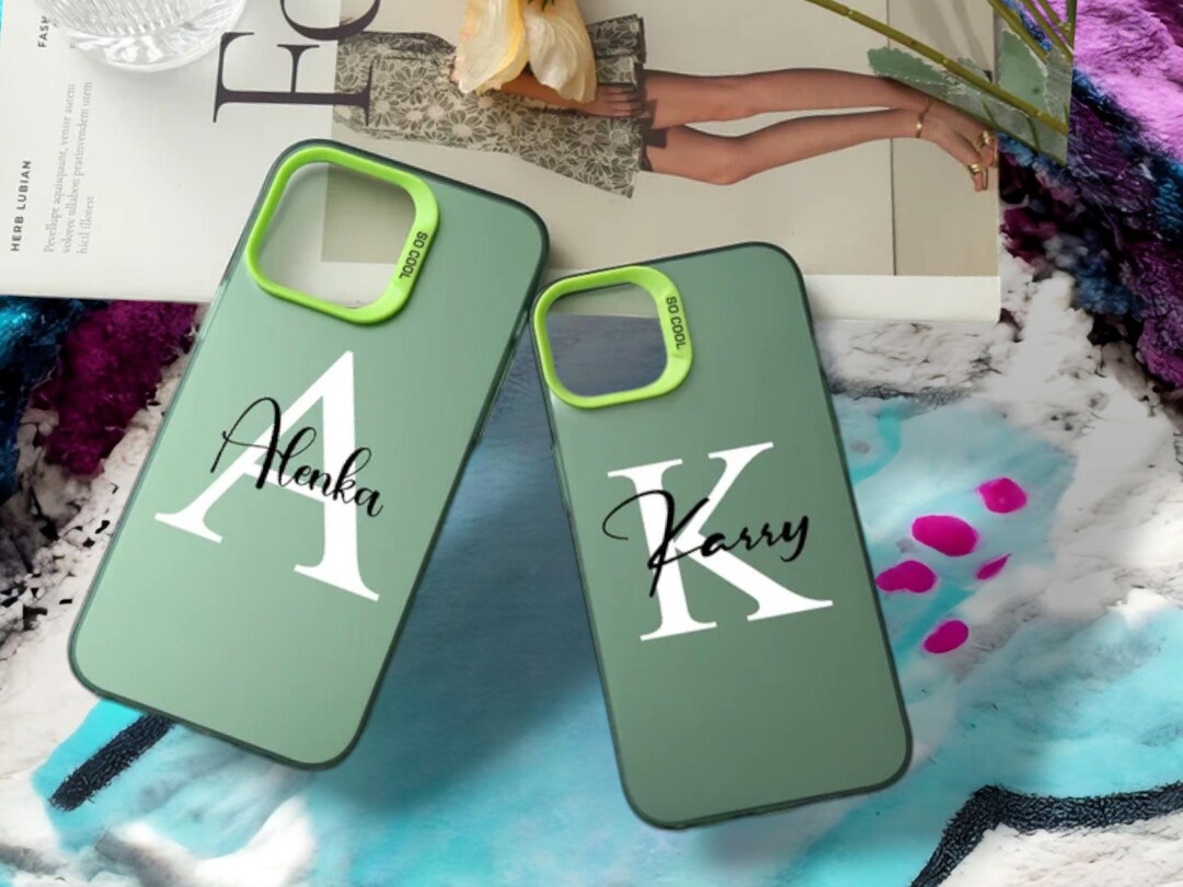 Custom Large Initial Name Phone Case Laser Engraved Soft Silicone Cover ...