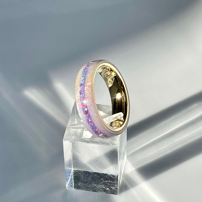 Unicorn Poop Ring With Opal Inlay 6mm Width Diamond Dust | Etsy