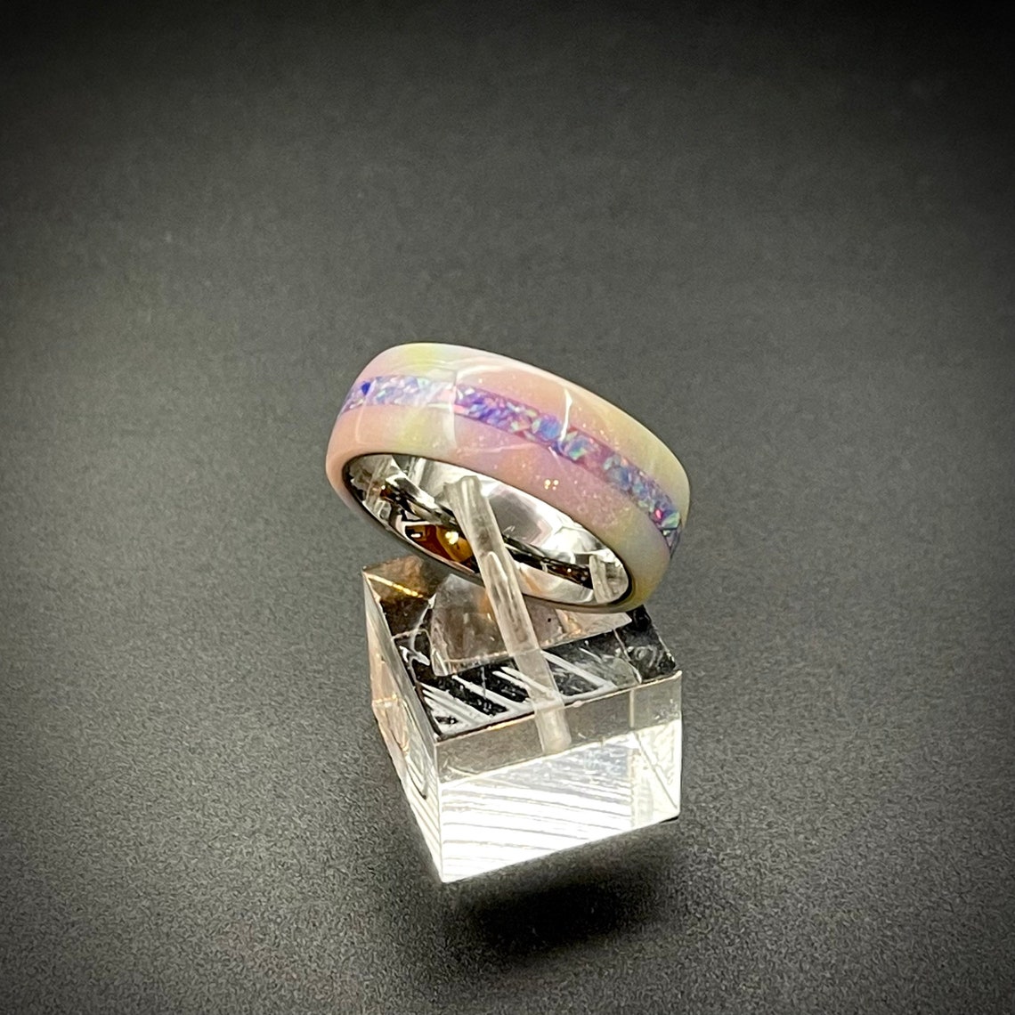 Unicorn Poop Ring with Opal inlay Diamond dust ring | Etsy