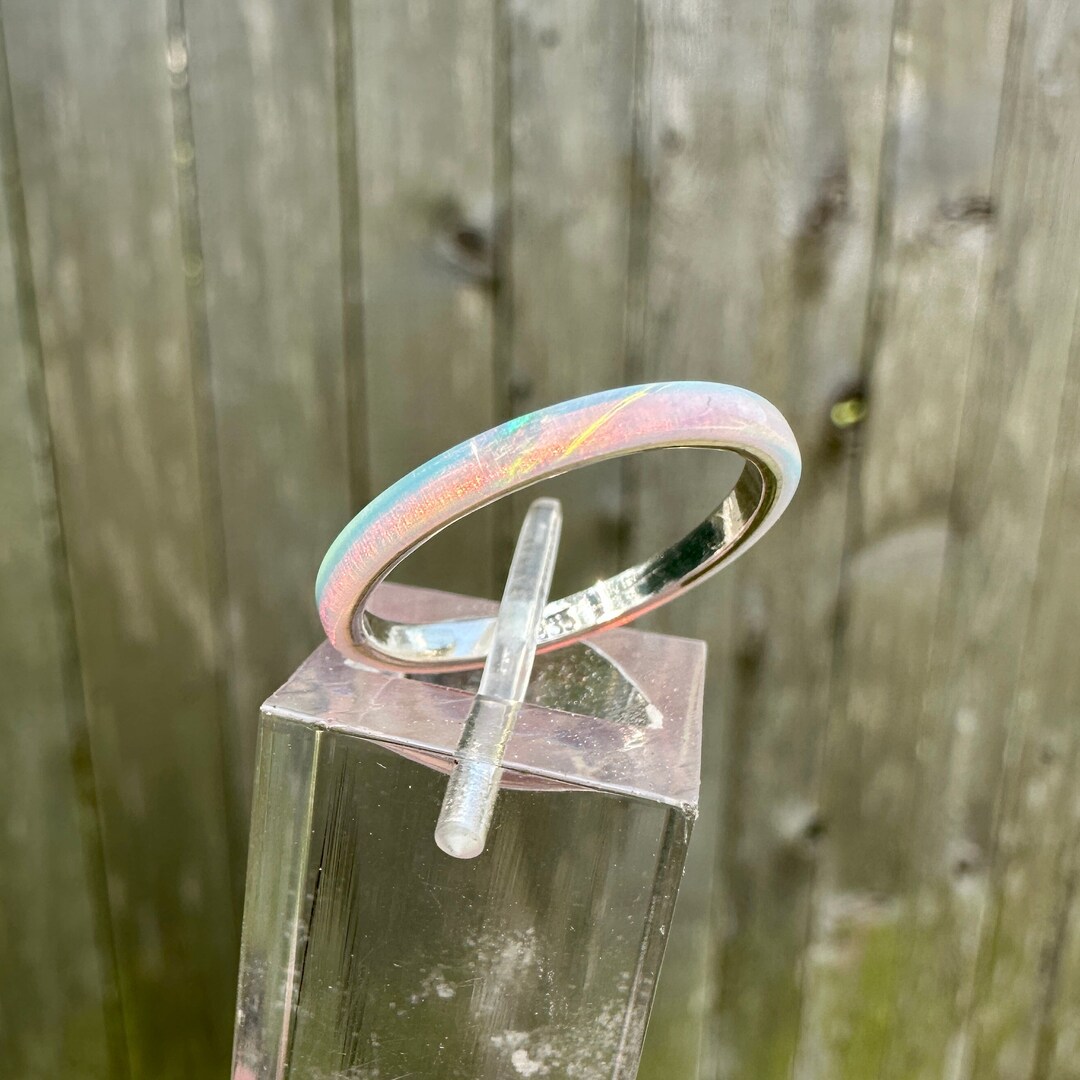 Pink Snow Opal Rings 2mm Width, 14K Gold Filled, Rose Gold Filled or ...