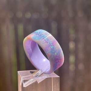 Purple Unicorn Ring With Opal Inlay - Purple Ceramic Band, Multi Lavender Opals, Hypoallergenic ...