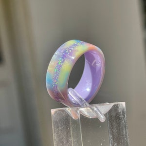 Purple Unicorn Ring With Opal Inlay - Purple Ceramic Band, Multi Lavender Opals, Hypoallergenic ...