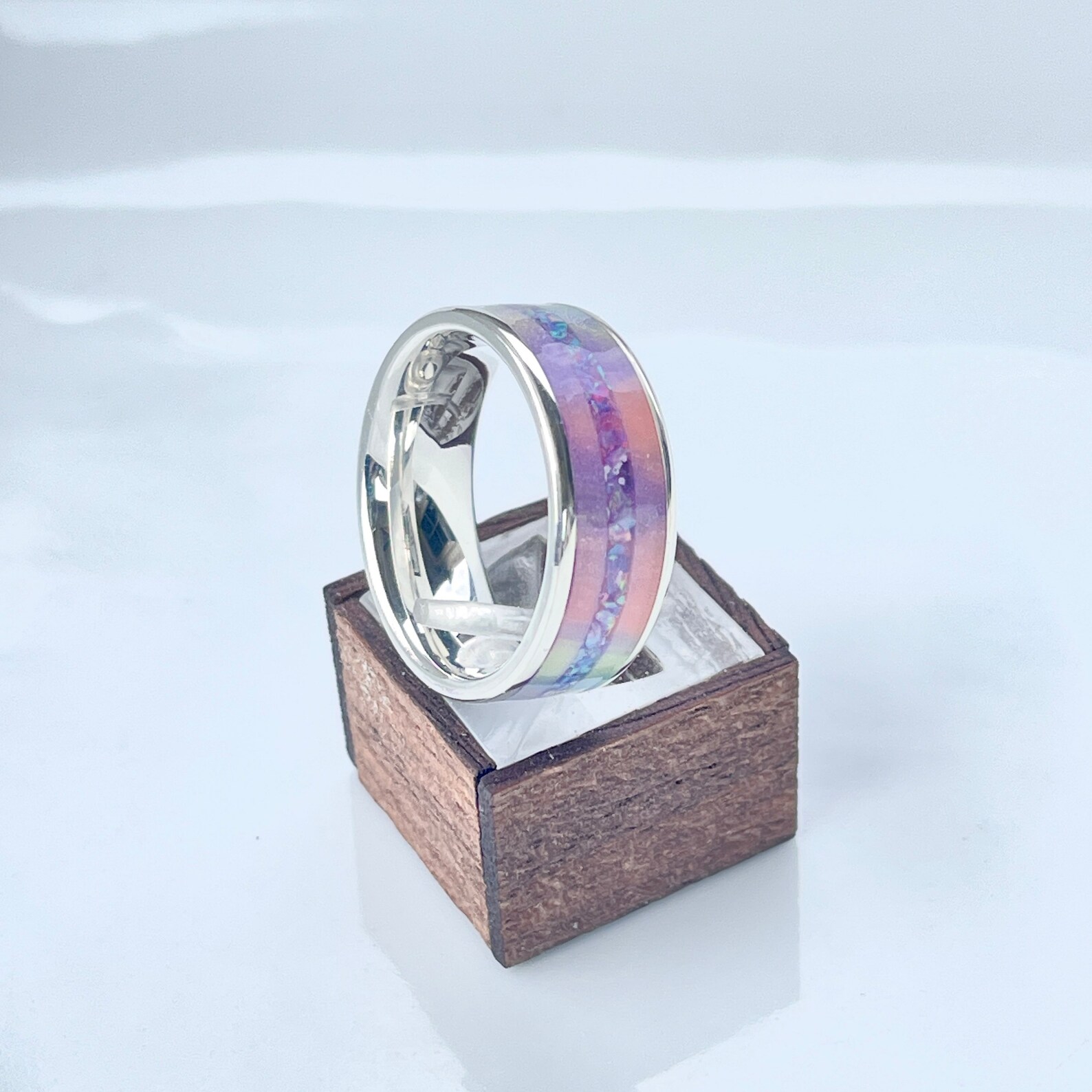 Unicorn Poop Diamondcast Ring With Opal Inlay on an 8mm Wide - Etsy