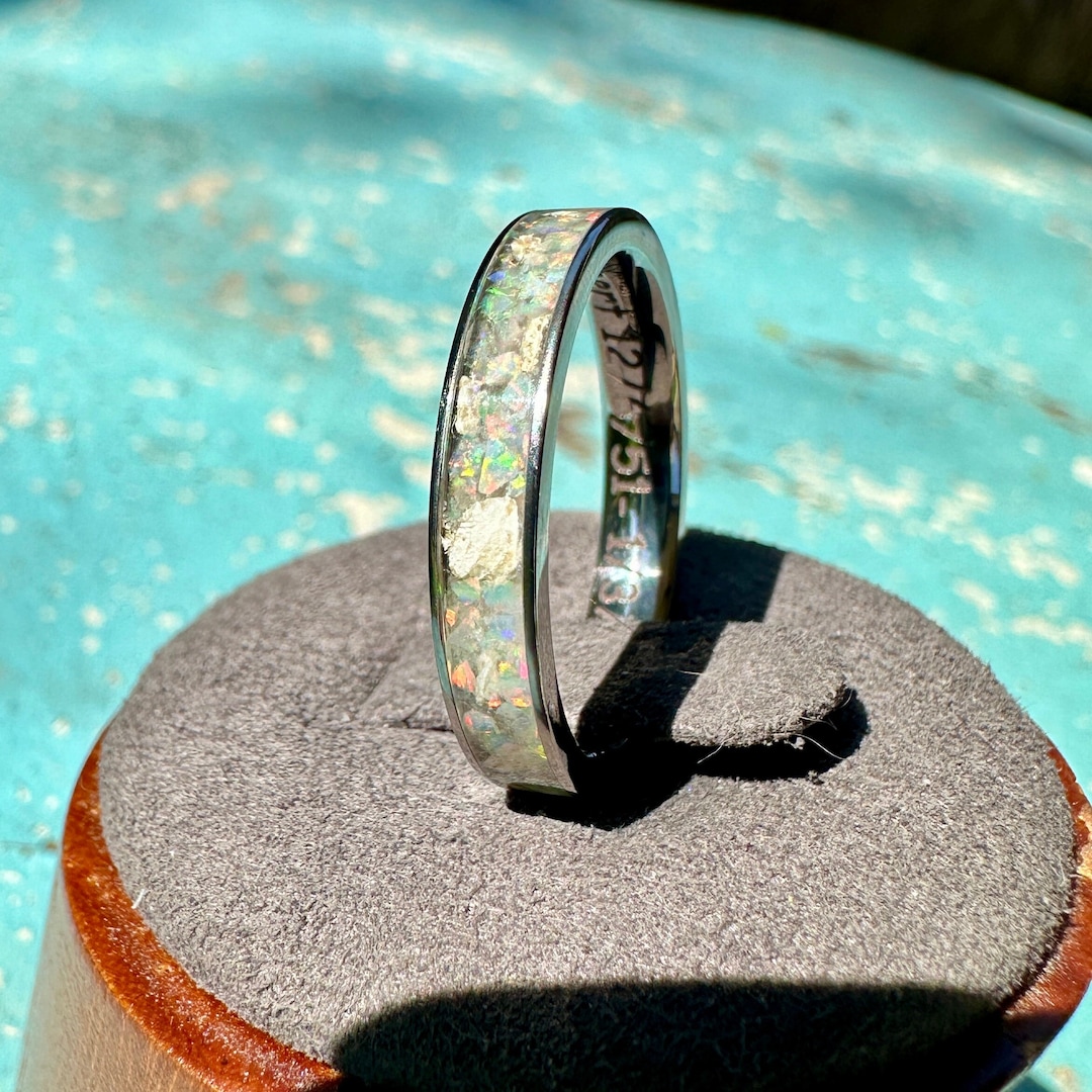 Pet Cremation Ring 4mm Wide Titanium Band, Memorial Ring, Remembrance ...