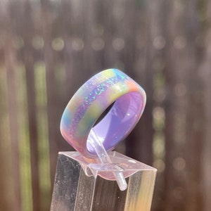 Purple Unicorn Ring With Opal Inlay - Purple Ceramic Band, Multi Lavender Opals, Hypoallergenic ...