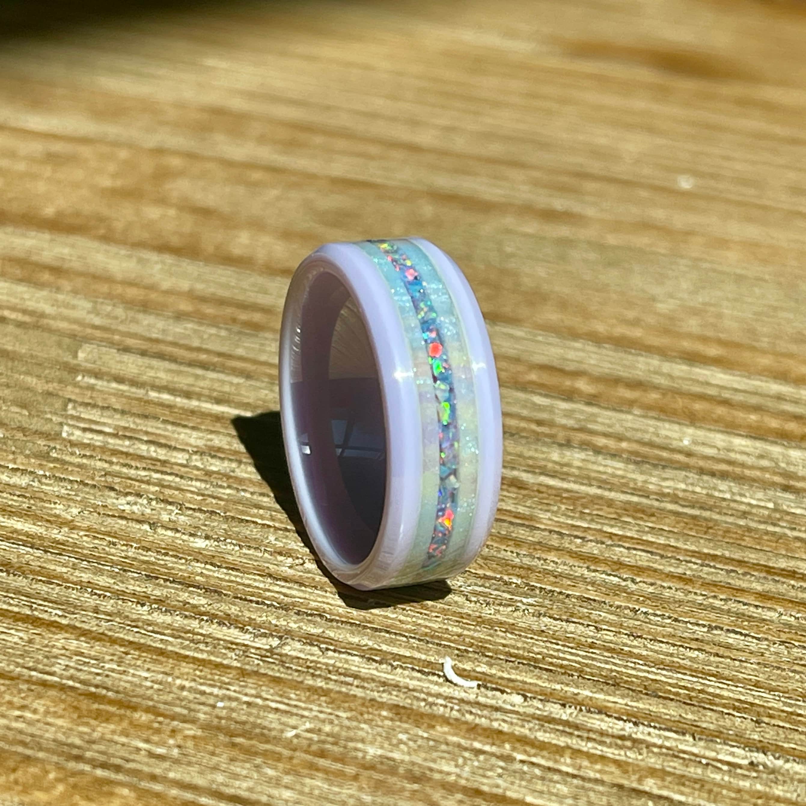 Unicorn Poop Diamondcast Ring With Opal Inlay on an 8mm Wide Channel ...