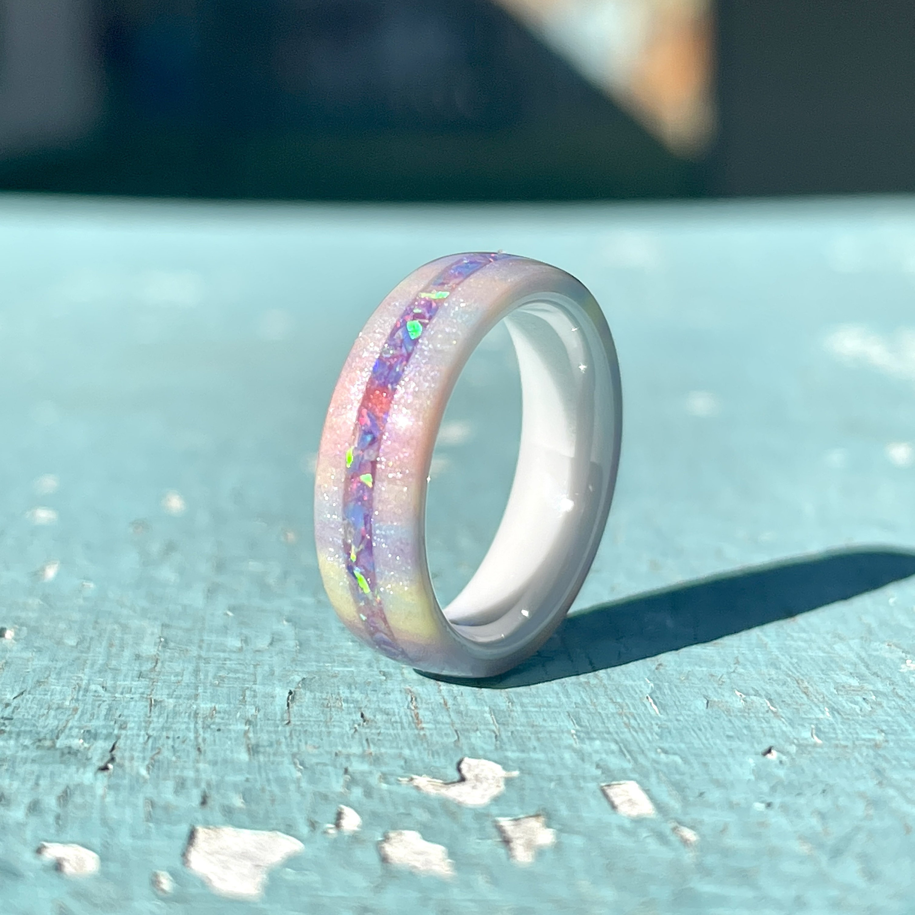 Unicorn Poop Ring With Opal Inlay 6mm Width Diamond Dust - Etsy Canada