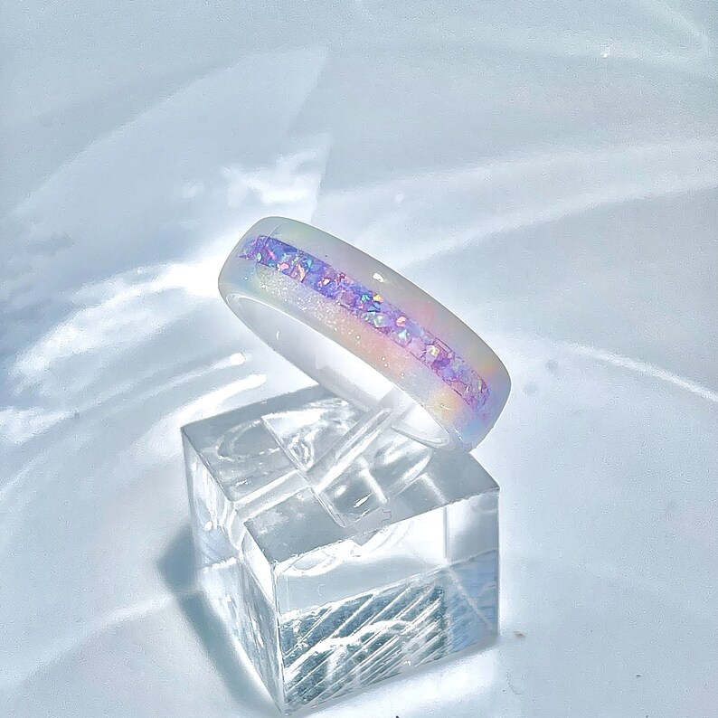 Unicorn Poop Ring With Opal Inlay 6mm Width Diamond Dust | Etsy