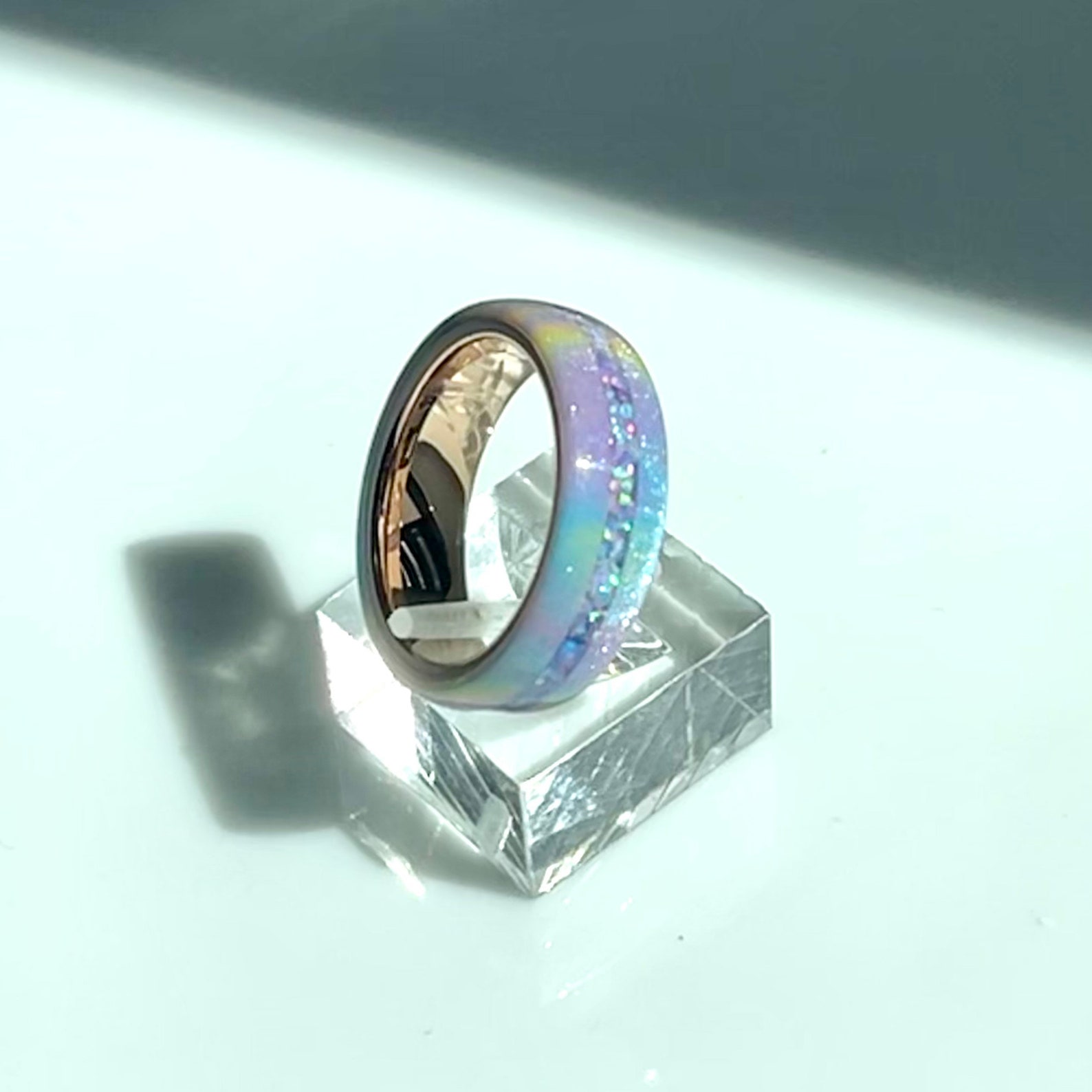 Unicorn Poop Ring With Opal Inlay 6mm Width Diamond Dust | Etsy