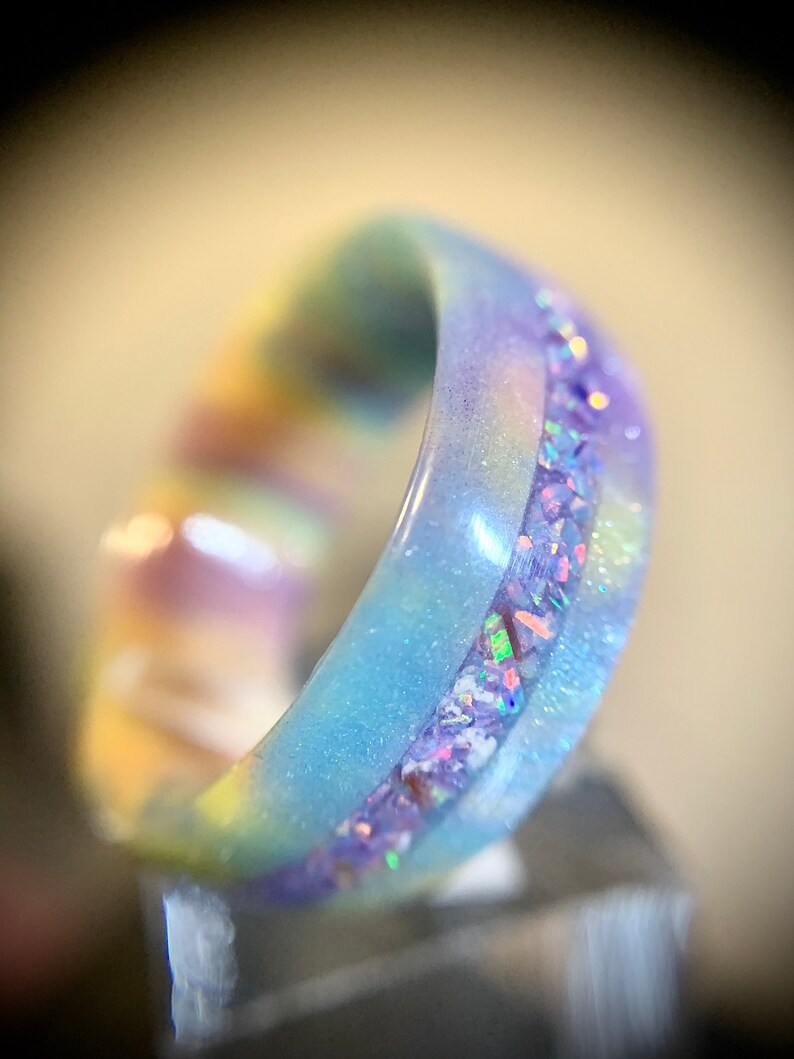 Unicorn Poop Ring with Opal inlay Diamond dust ring | Etsy