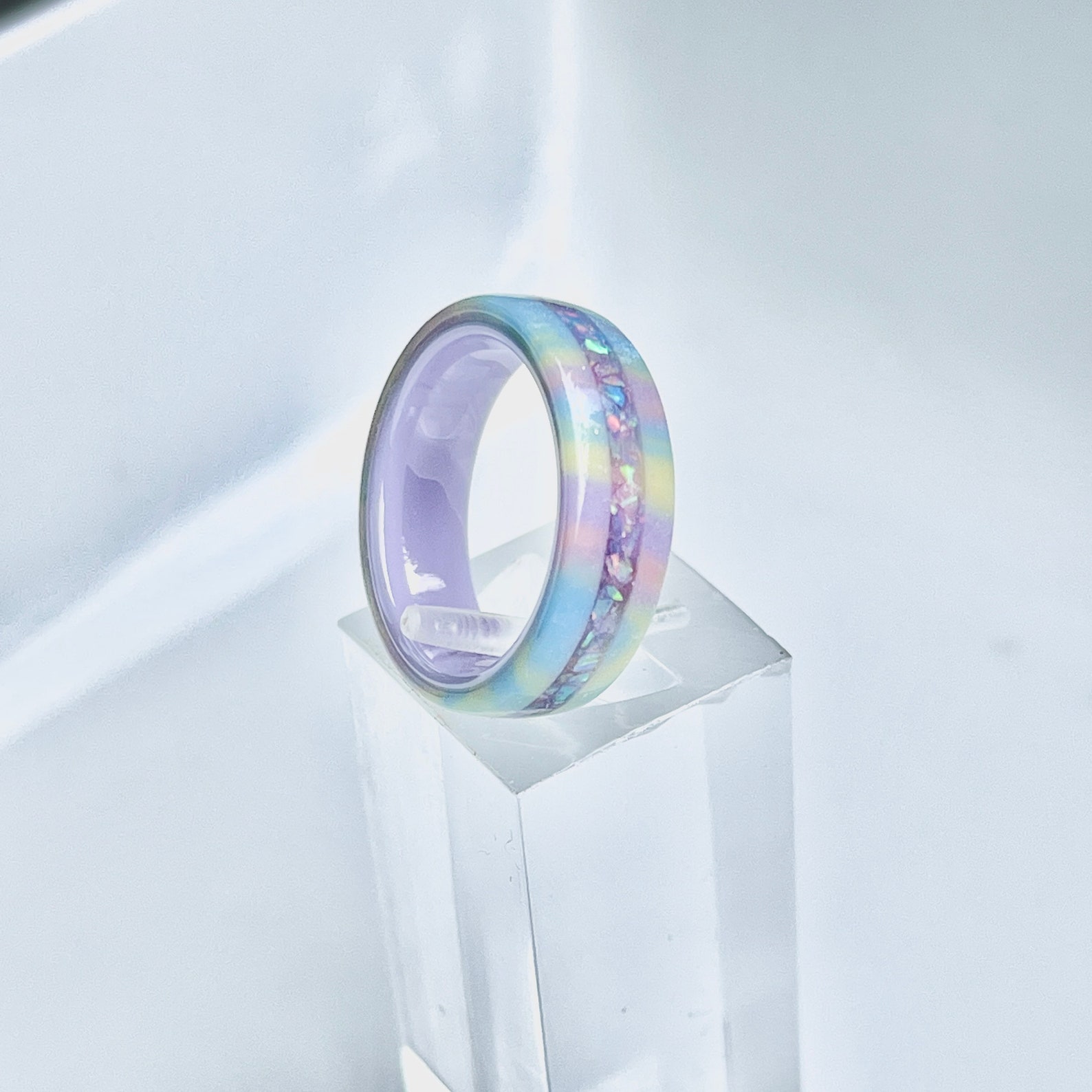 Unicorn Poop Ring With Opal Inlay 6mm Width Diamond Dust - Etsy Canada