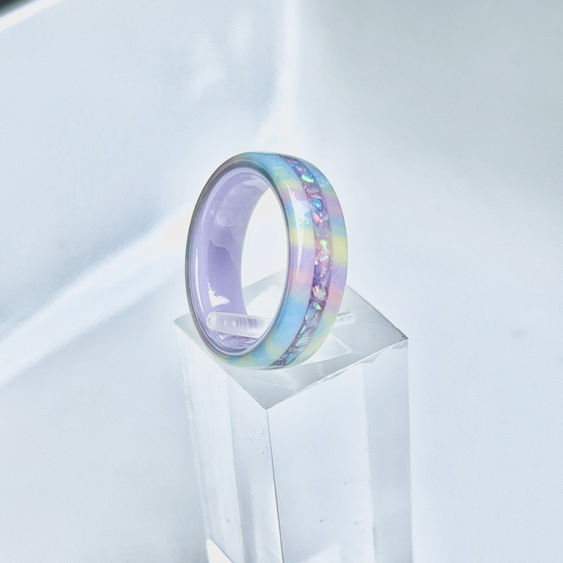 Unicorn Poop Ring With Opal Inlay 6mm Width Diamond Dust - Etsy Canada