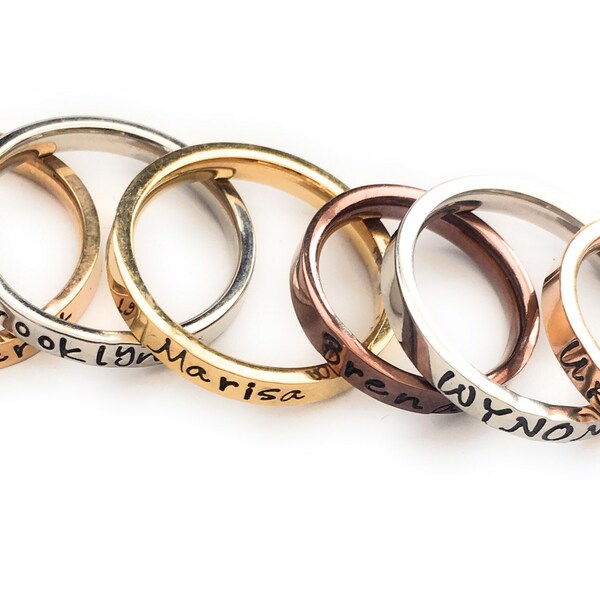 Stackable Name Rings - Etsy