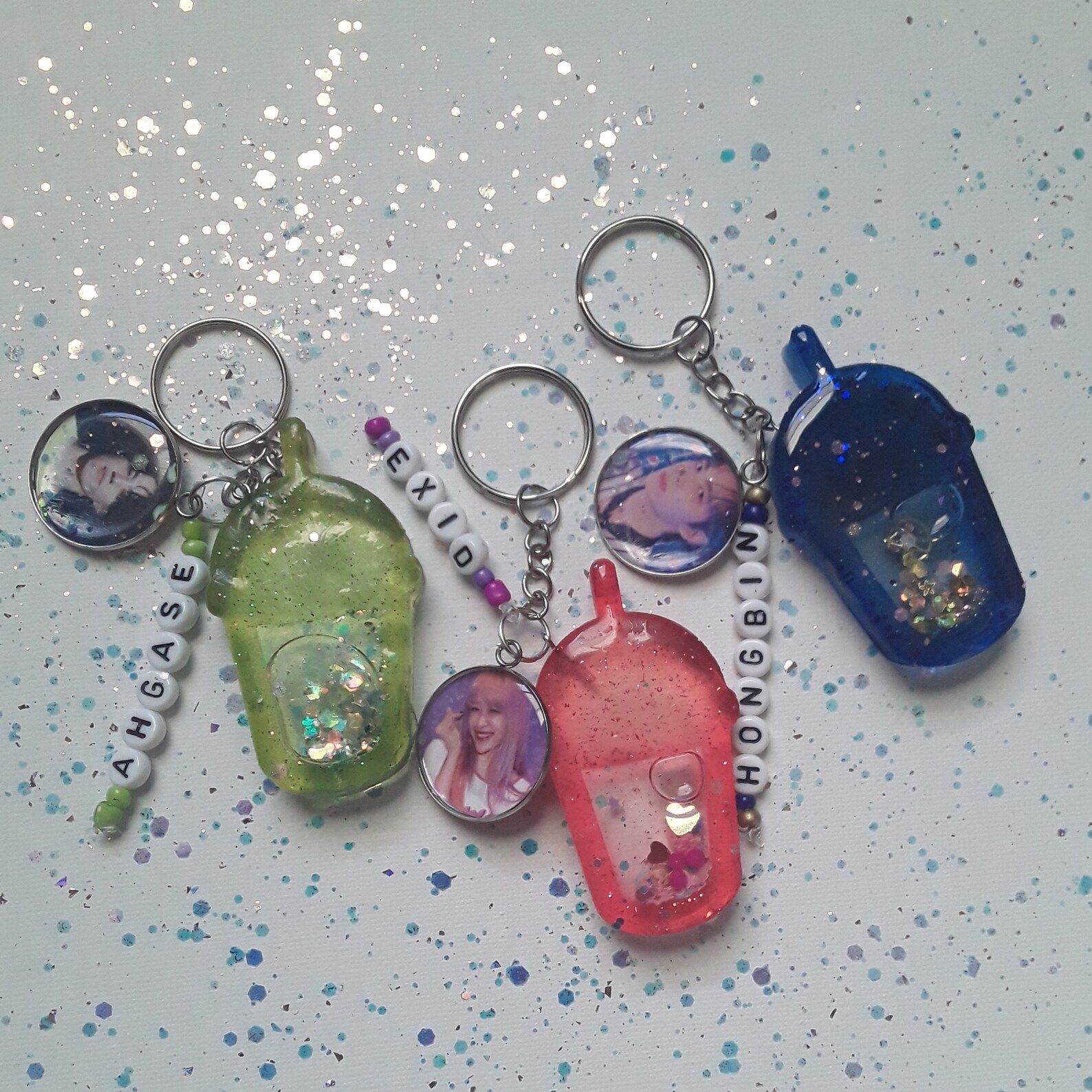 CUSTOM K-pop Boba Resin Shaker Keychain - Etsy