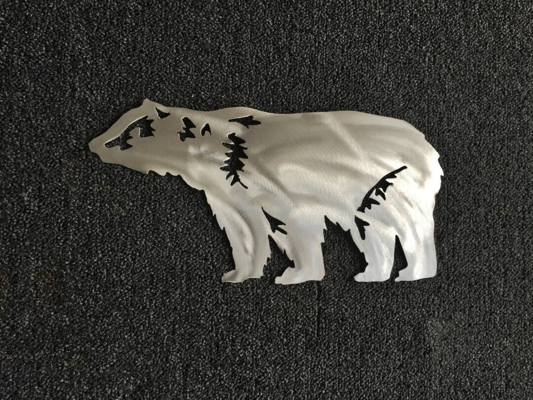 Bear Wall Art Rustic Home Decor Nursery Artwork Bear Mountain Metal Art ...