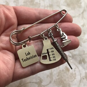 Lab Tech Kilt Safety Pin Jewelry - Charms: Laser Engraved Lab ...