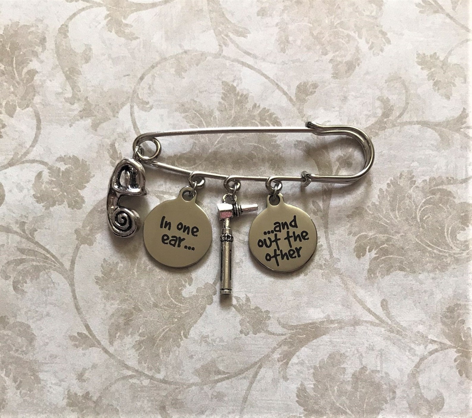 Audiologist Kilt Safety Pin Lab Coat, Purse Jewelry - Charms: Cochlea ...