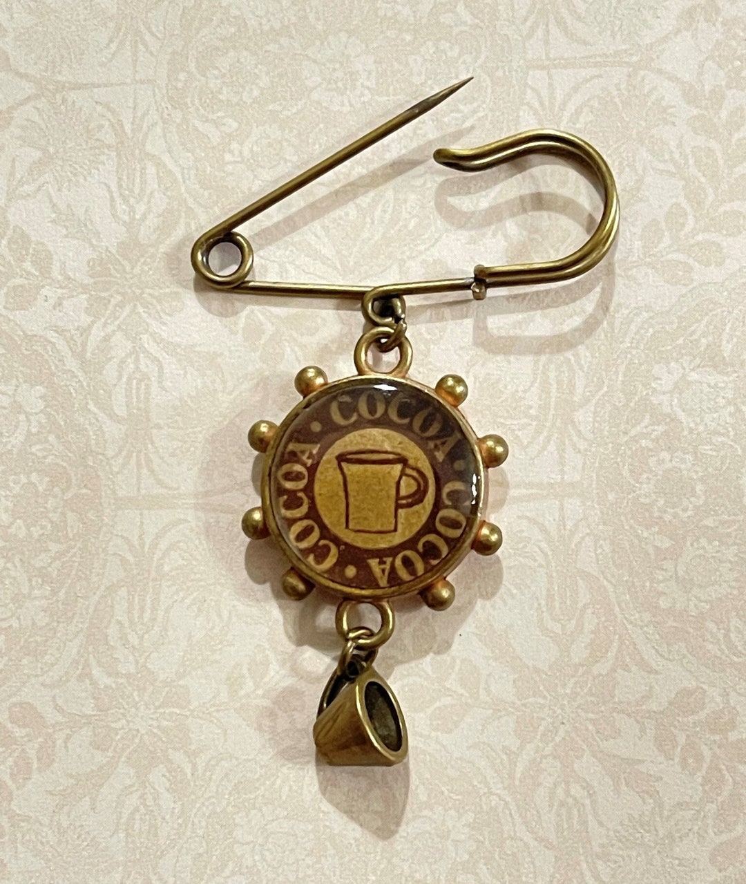 Cocoa Hot Chocolate Pendant Kilt Safety Pin Jewelry Paper - Etsy
