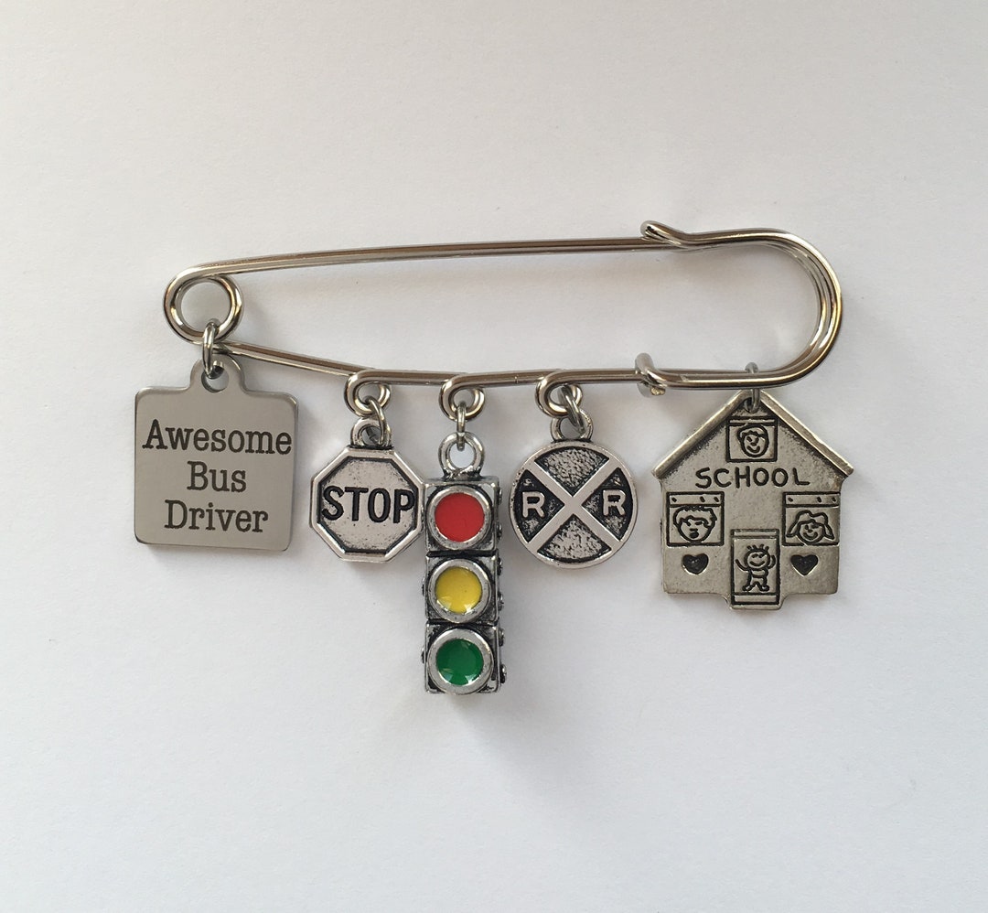 Awesome Bus Driver Safety Kilt Pin Stainless Steel Laser Engraved Charm ...