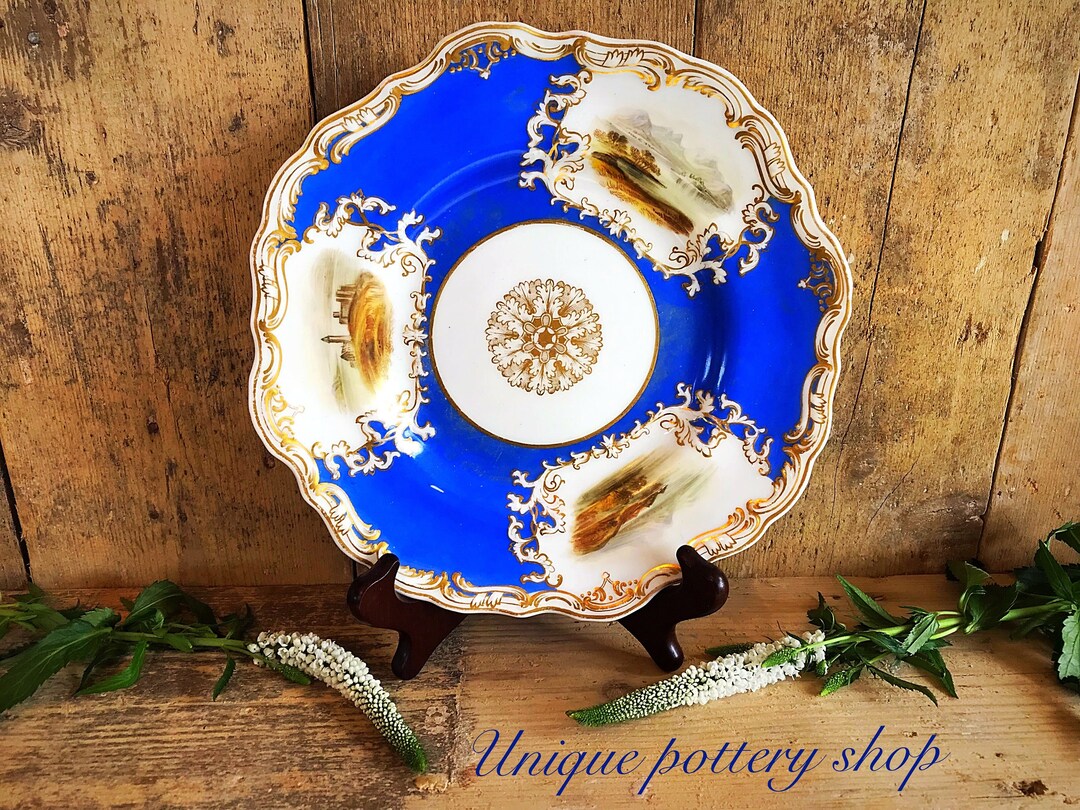A Rare English 19th C Antique, Triple Landscape Display Plate - Etsy