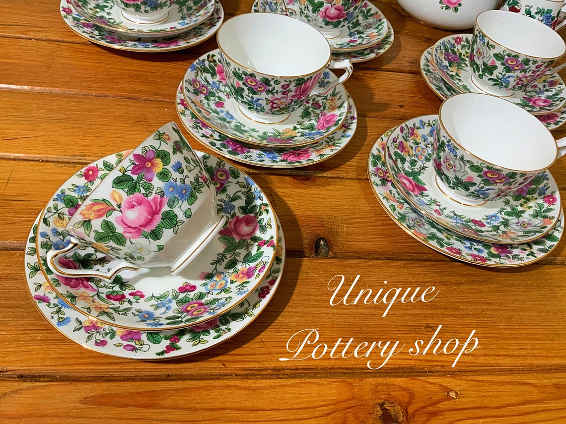 A Beautiful English Antique Tea Set by Crown Staffordshire - Etsy