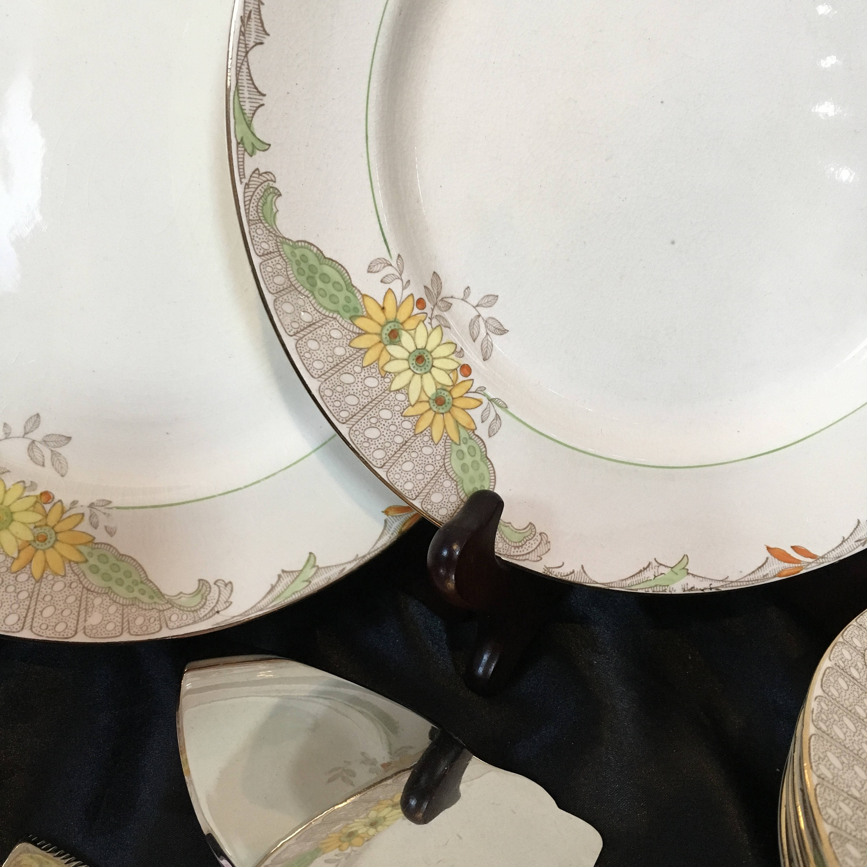 A Pretty Art Deco Cream Blush Vintage Cake Plate Set - Etsy