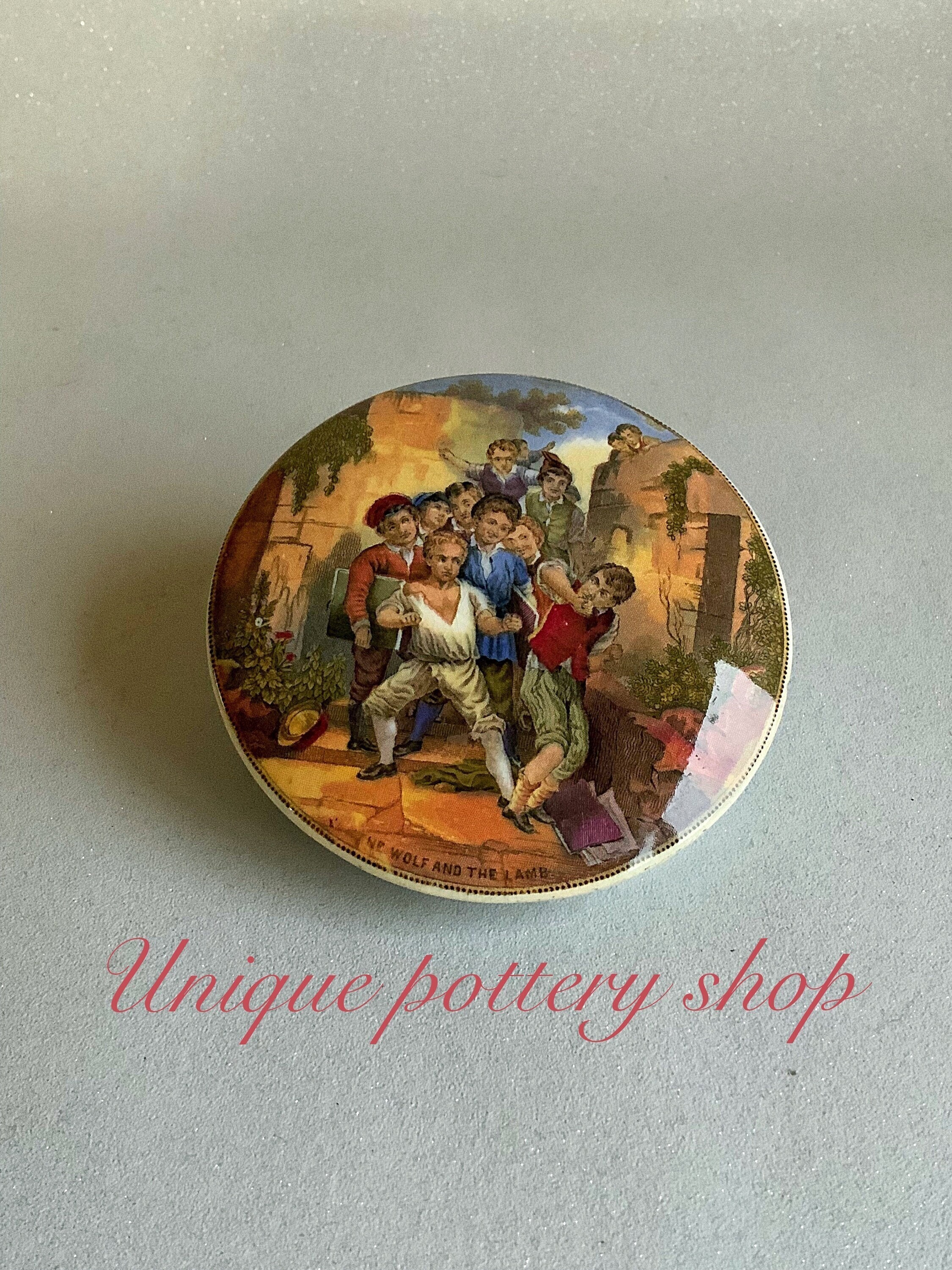 A Super English Antique Pratt Ware Ceramic Lid - Etsy