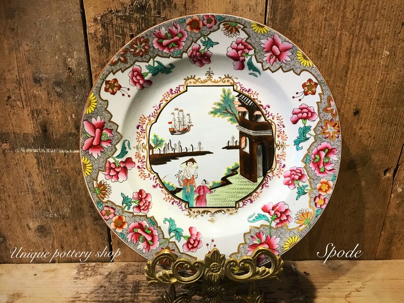 The 19th C Ship Plate by Spode - Etsy