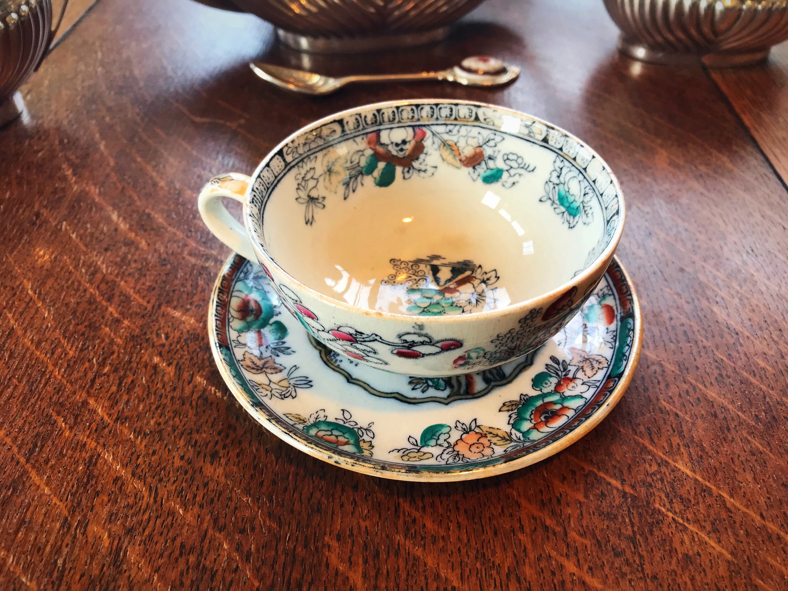 A Dainty English Porcelain Chinoiserie Cup and Saucer by - Etsy